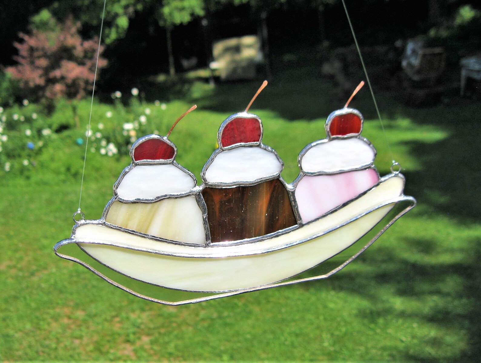 Banana Split Stained Glass Sun Catcher FREE SHIPPING - Etsy
