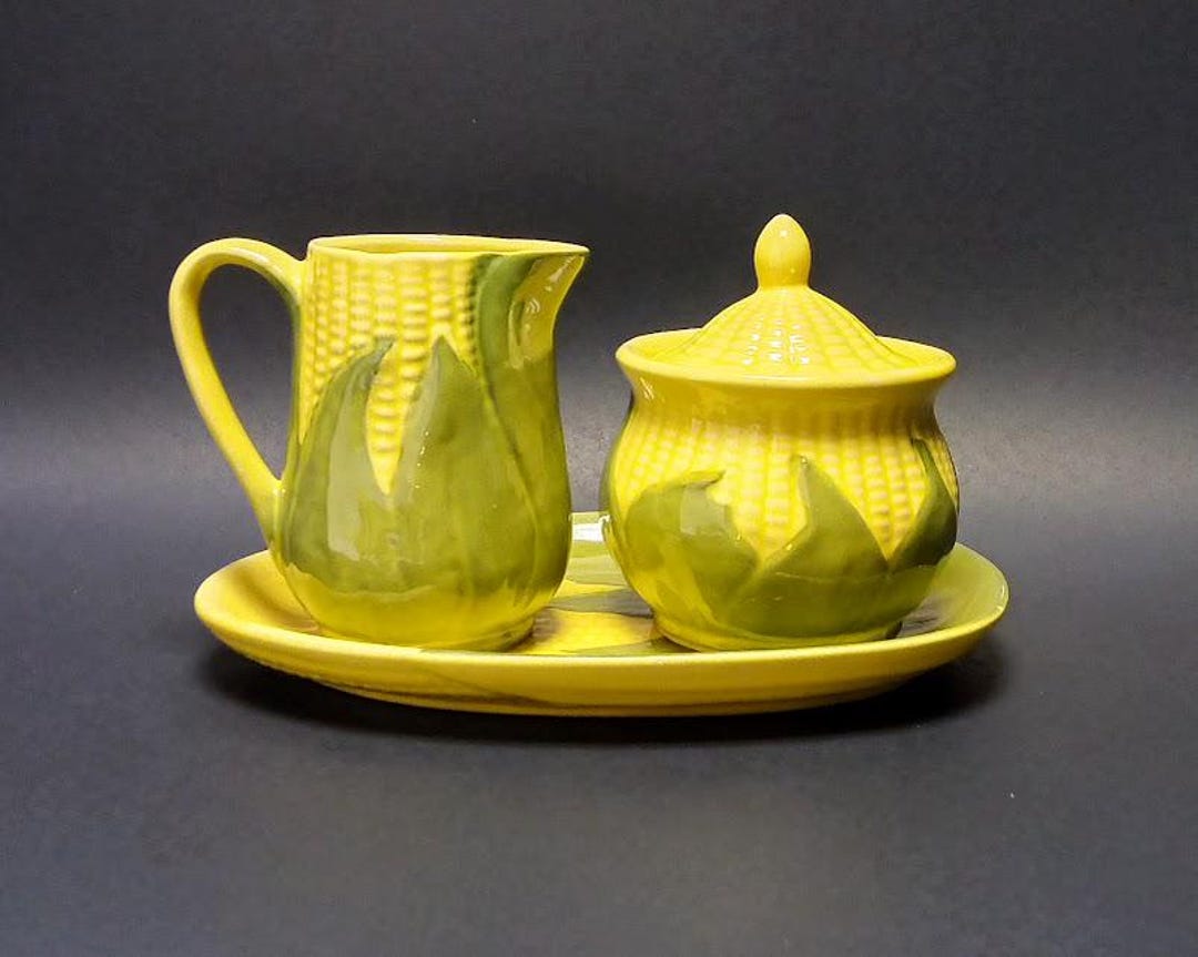 Vintage Shawnee Corn King Pottery Cream and Sugar With 9 7/8" Platter ...