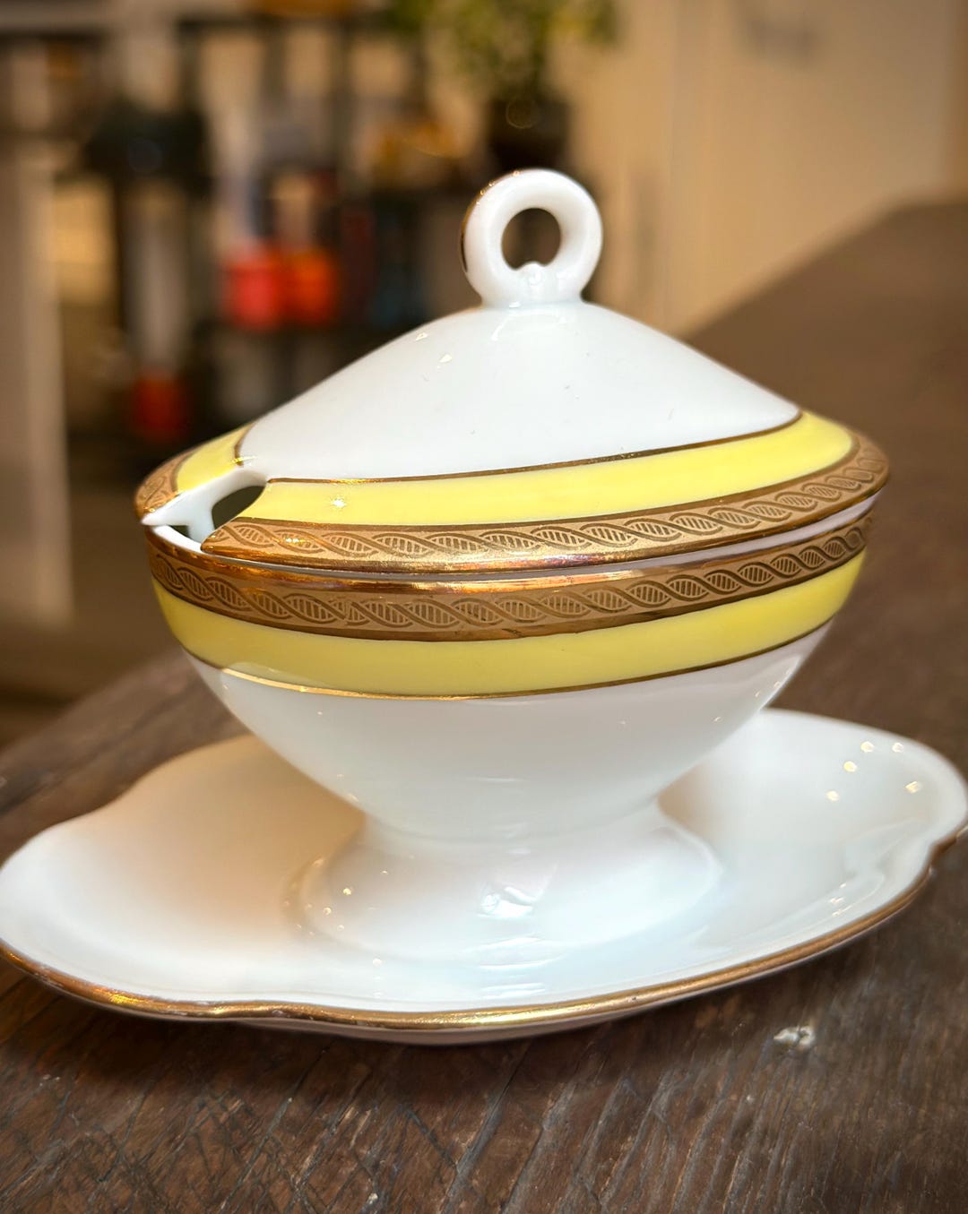 Richard Ginori Covered Condiment Bowl With Under-plate – Yellow + Gold ...
