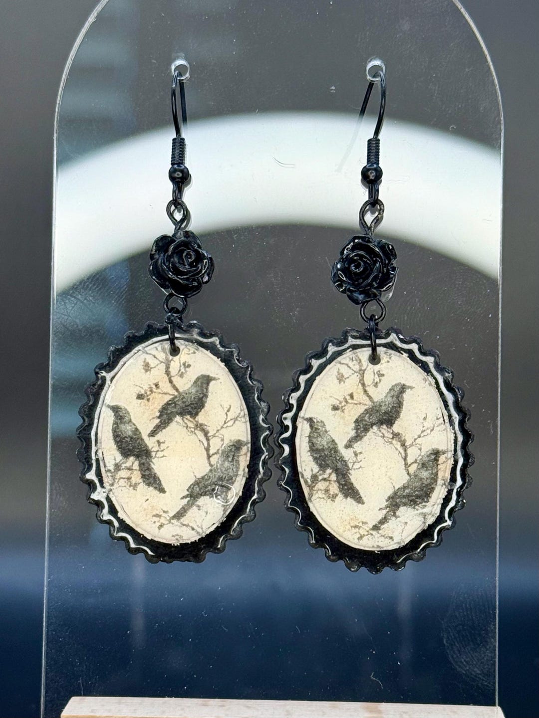 Vintage Look Rosey Crow Dangle Earrings - Etsy