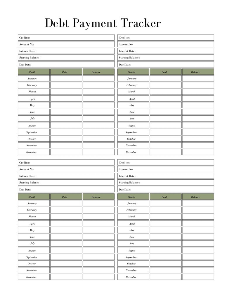 2026 Budget Planner Printable | Debt Payment Tracker & Credit Card ...