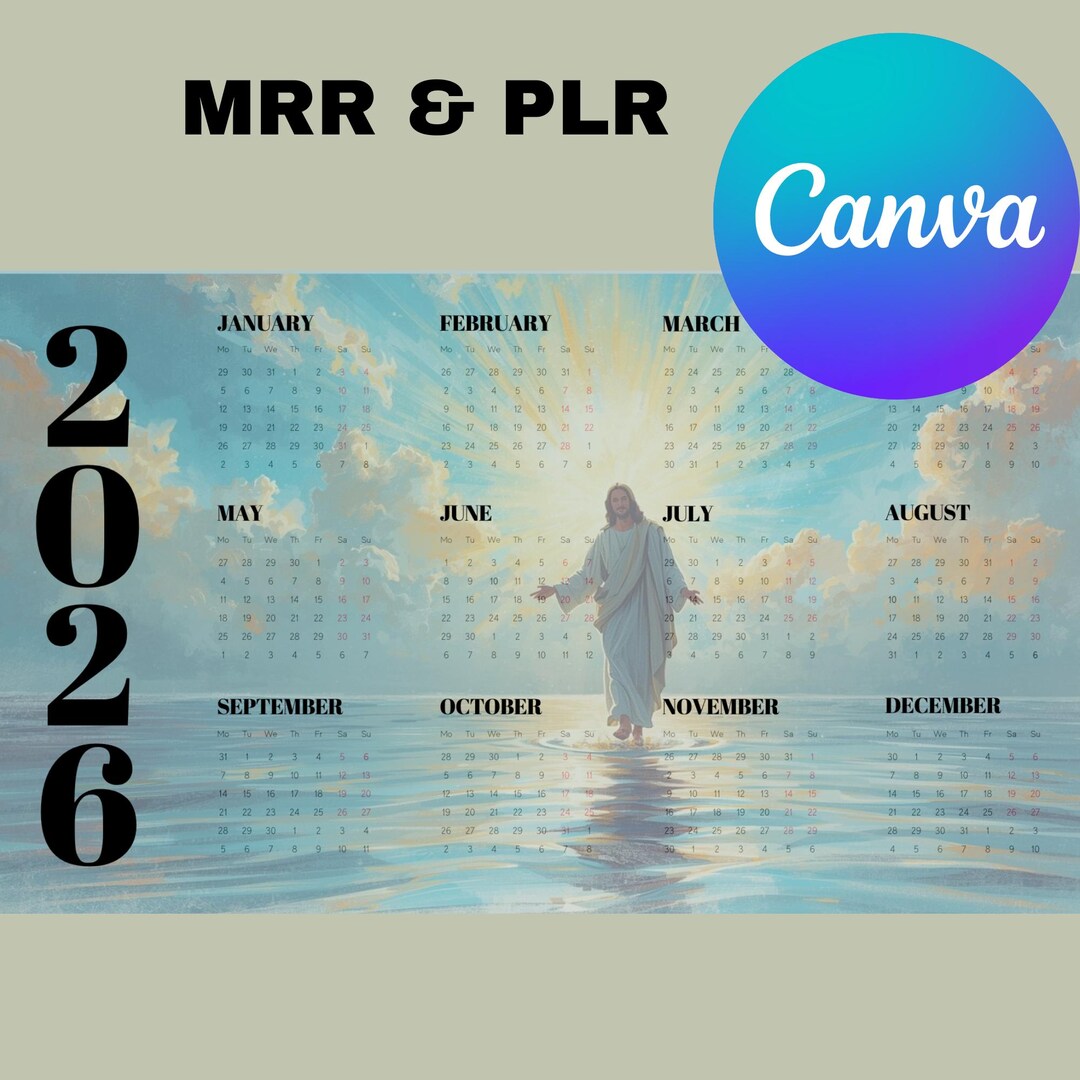 2026 Jesus Calendar Digital Download PLR, Customize in Canva, 2026 ...