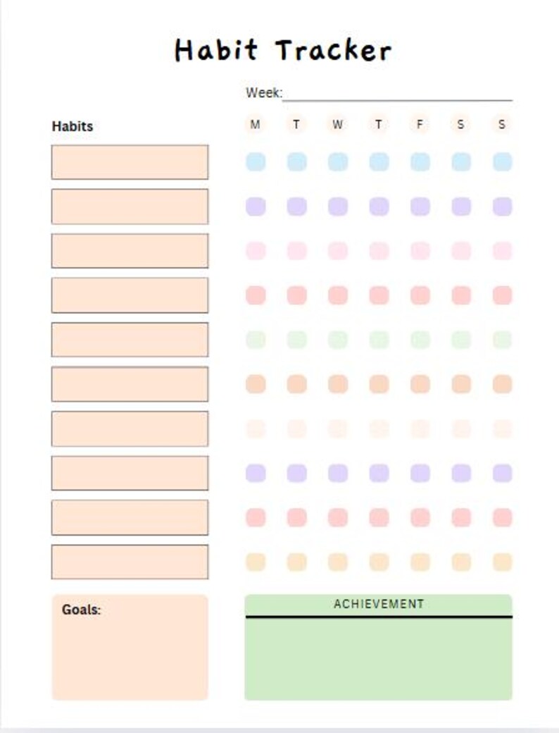 Weekly Habit Tracker Printable: Minimalist 1-page PDF (digital Download ...