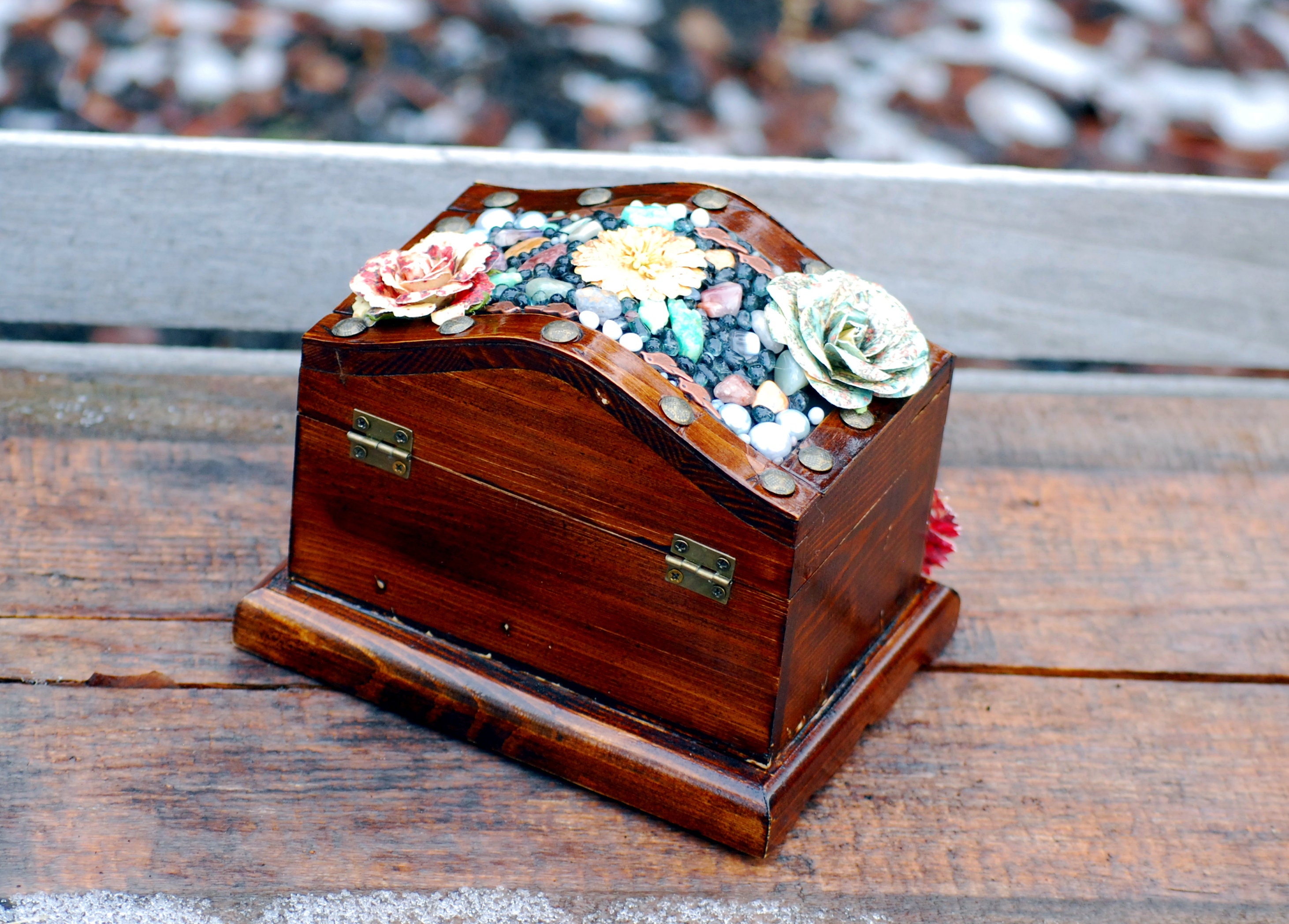 Valentine Mosaic Jewelry Box with Flowers and Pearls Love | Etsy