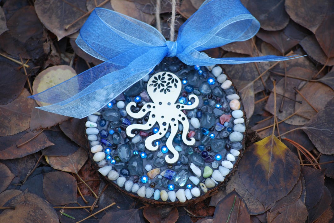 Mosaic Christmas Ornament, Octopus and Ocean Colors. Tree Decor, Gift ...