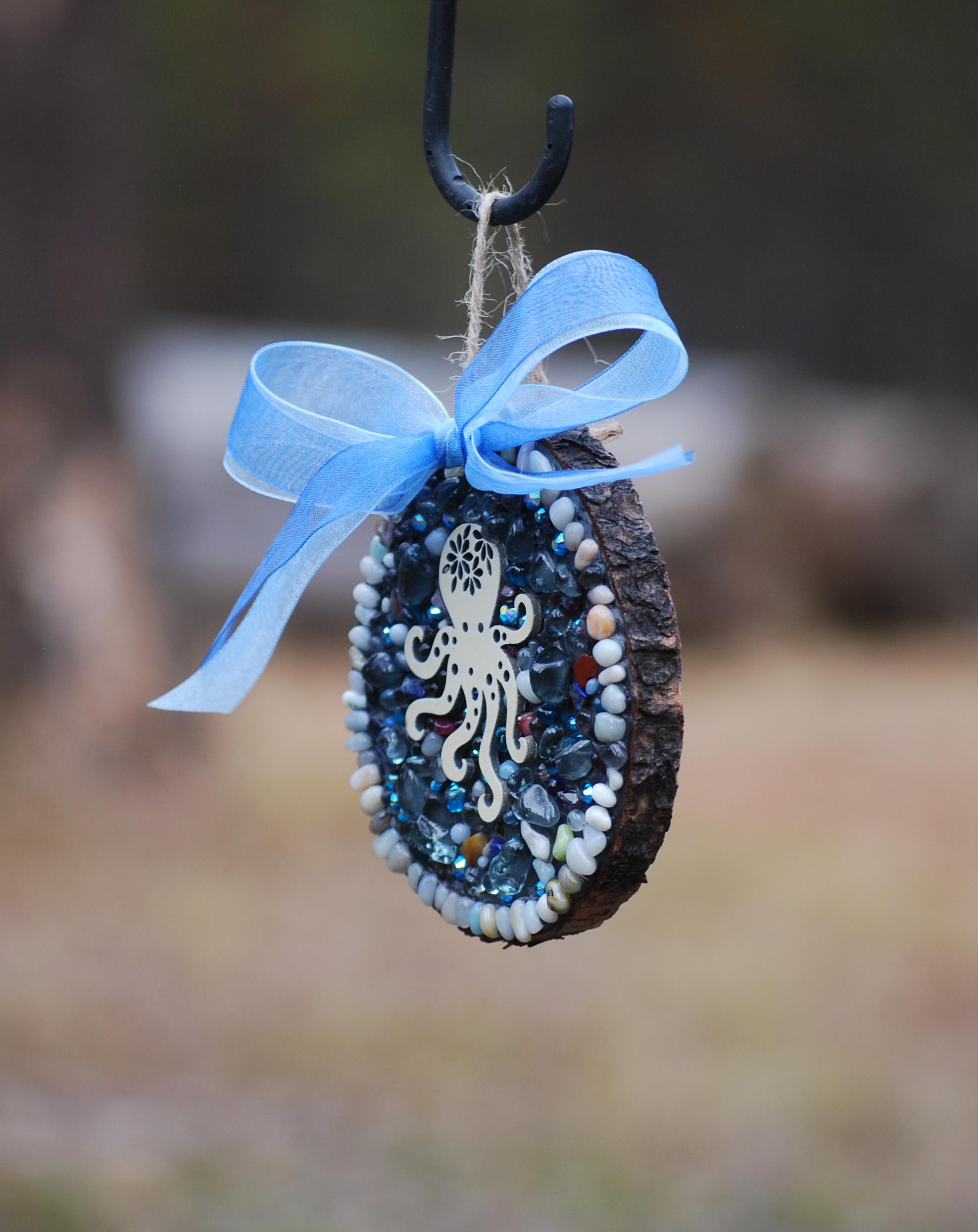 Mosaic Christmas Ornament, Octopus and Ocean Colors. Tree Decor, Gift ...