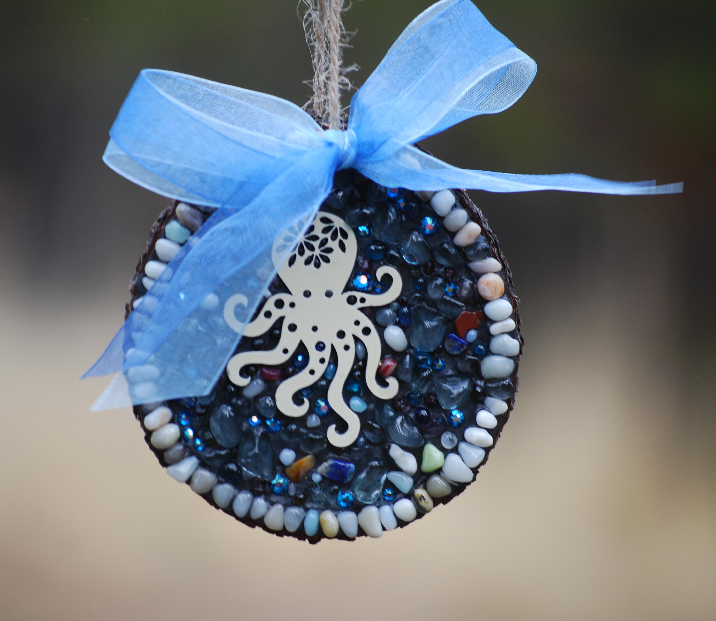 Mosaic Christmas Ornament, Octopus and Ocean Colors. Tree Decor, Gift ...