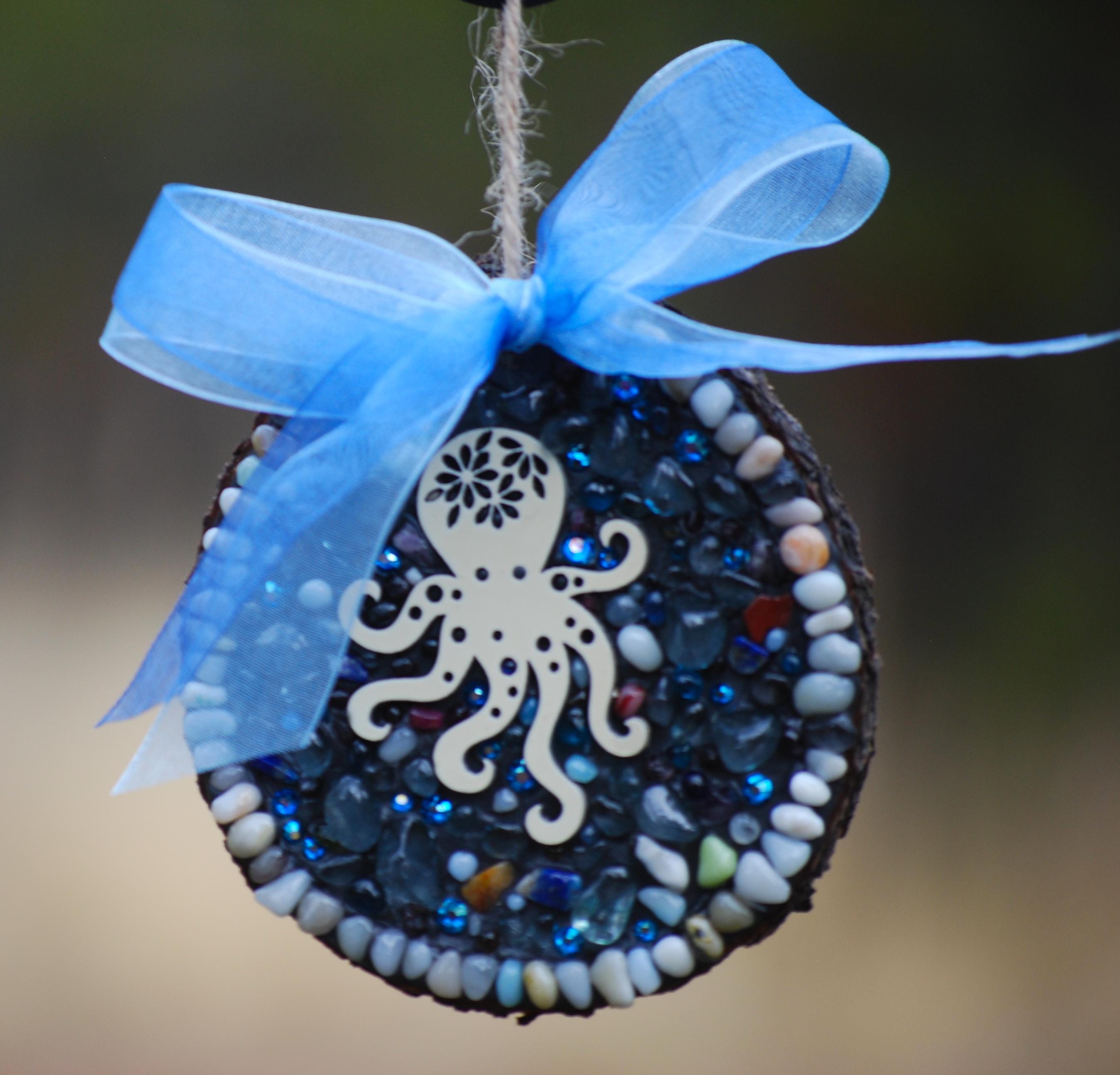 Mosaic Christmas Ornament, Octopus and Ocean Colors. Tree Decor, Gift ...