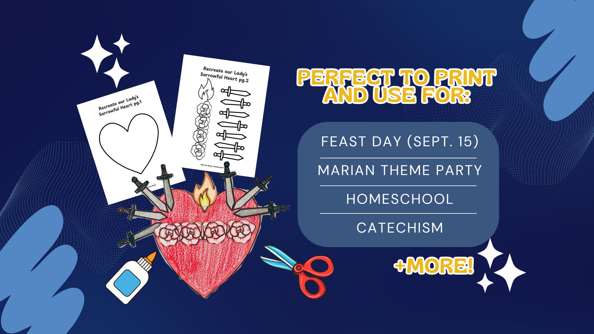 Our Lady of Sorrows Coloring Pages: Catholic Kids Printable (PDF ...