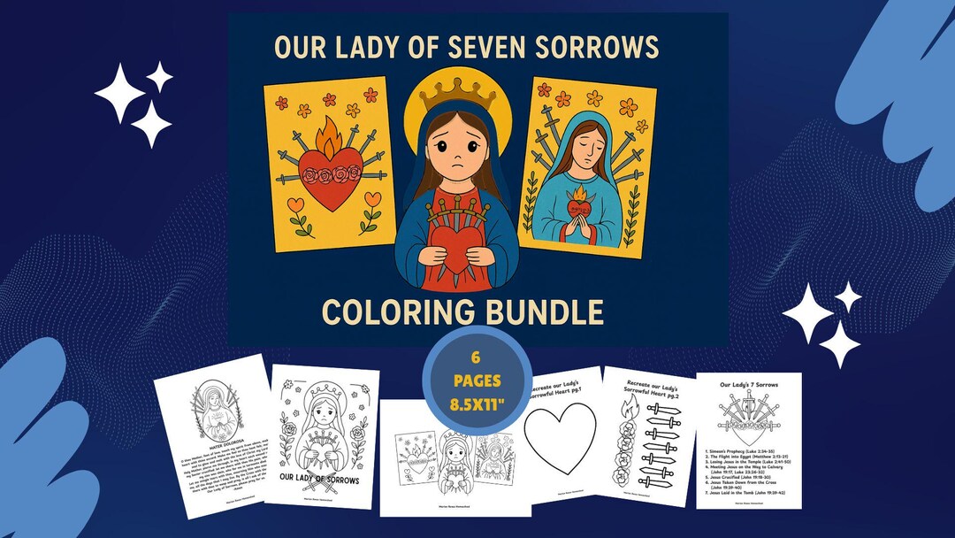 Our Lady of Sorrows Coloring Pages: Catholic Kids Printable (PDF ...