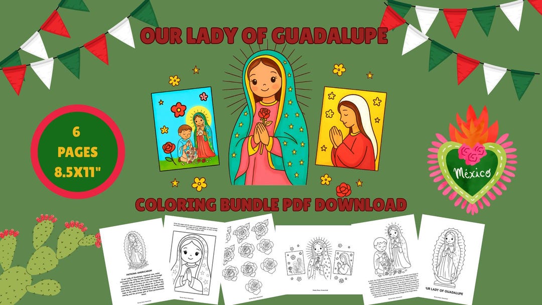Our Lady of Guadalupe Coloring Pages: Catholic Kids Printable Bundle ...