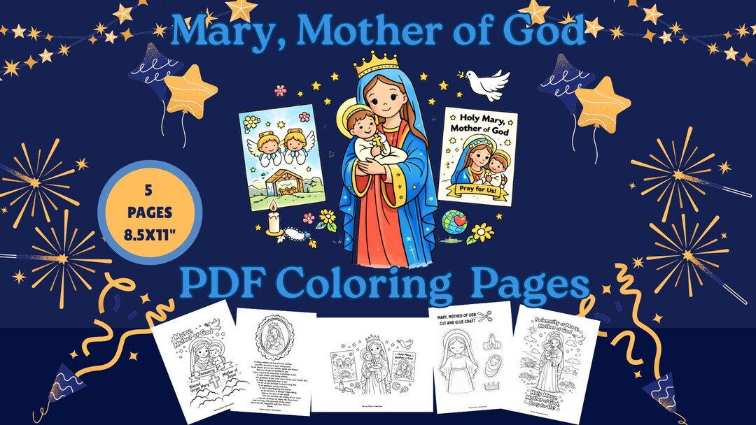 Mary Mother of God Coloring Pages: Catholic Kids Printable Bundle (PDF ...