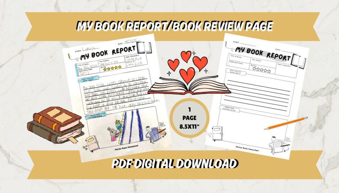 My BOOK REPORT /personal Rating & Drawing PDF Digital Download - Etsy