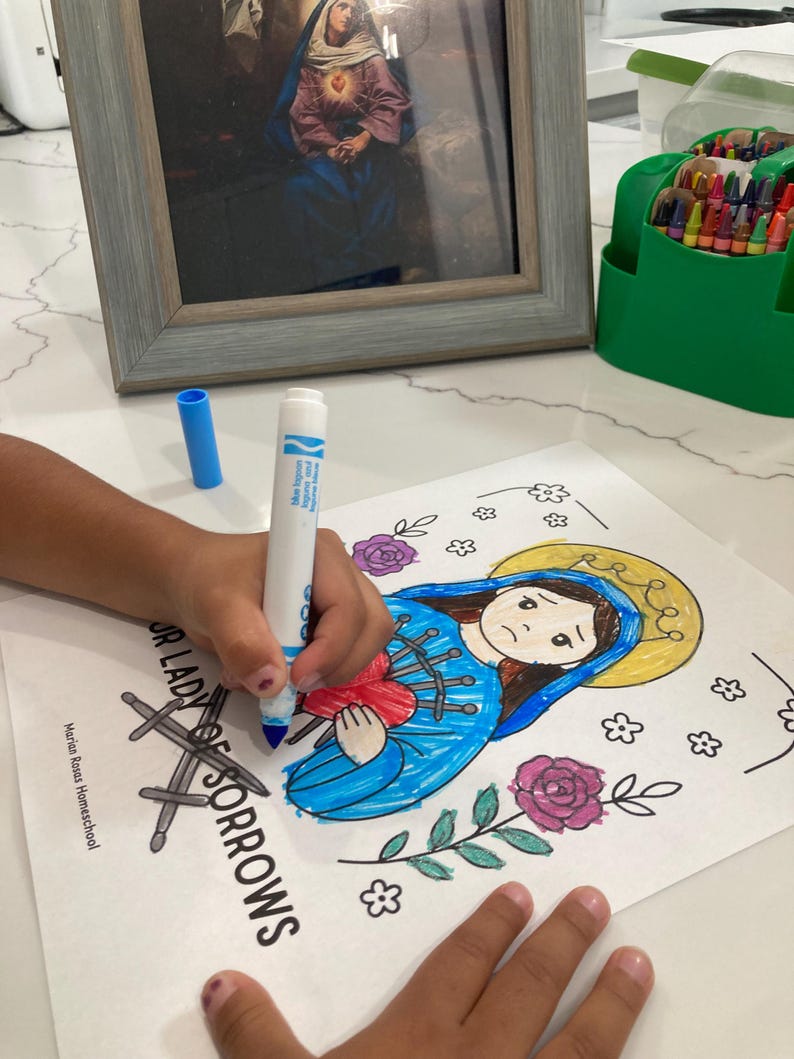 Our Lady of Sorrows Coloring Pages: Catholic Kids Printable (PDF ...