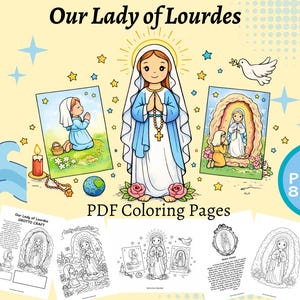 Our Lady of Lourdes Coloring Pages: Catholic Kids Printable Bundle (PDF ...