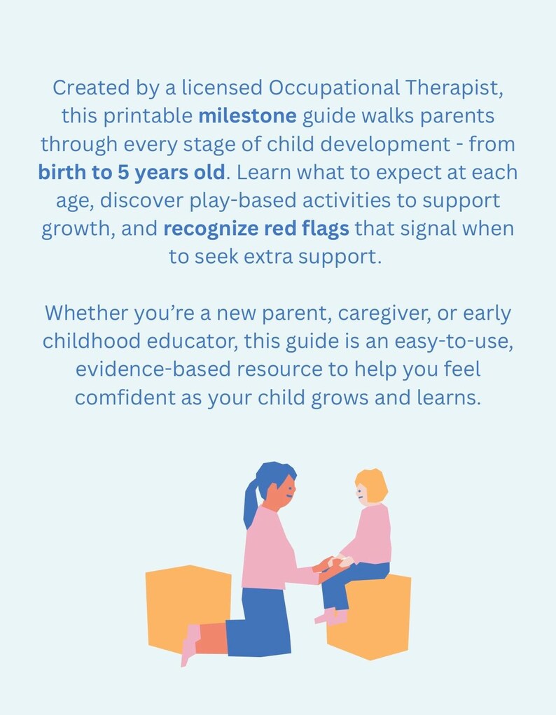 Child Development Milestone Guide (OT Created) - Etsy