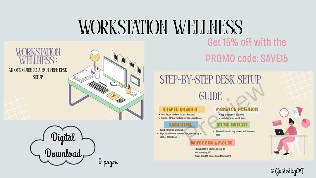 Workstation Wellness PDF | Occupational Therapy Ergonomic Desk Setup ...