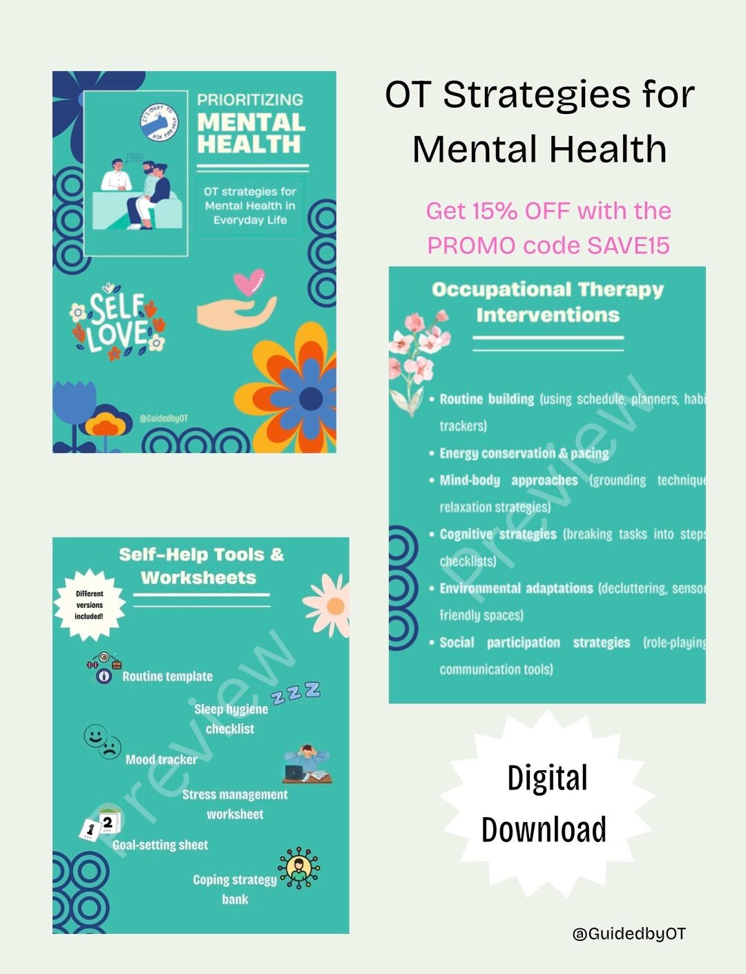 Mental Health Occupational Therapy Toolkit | Printable Worksheets ...