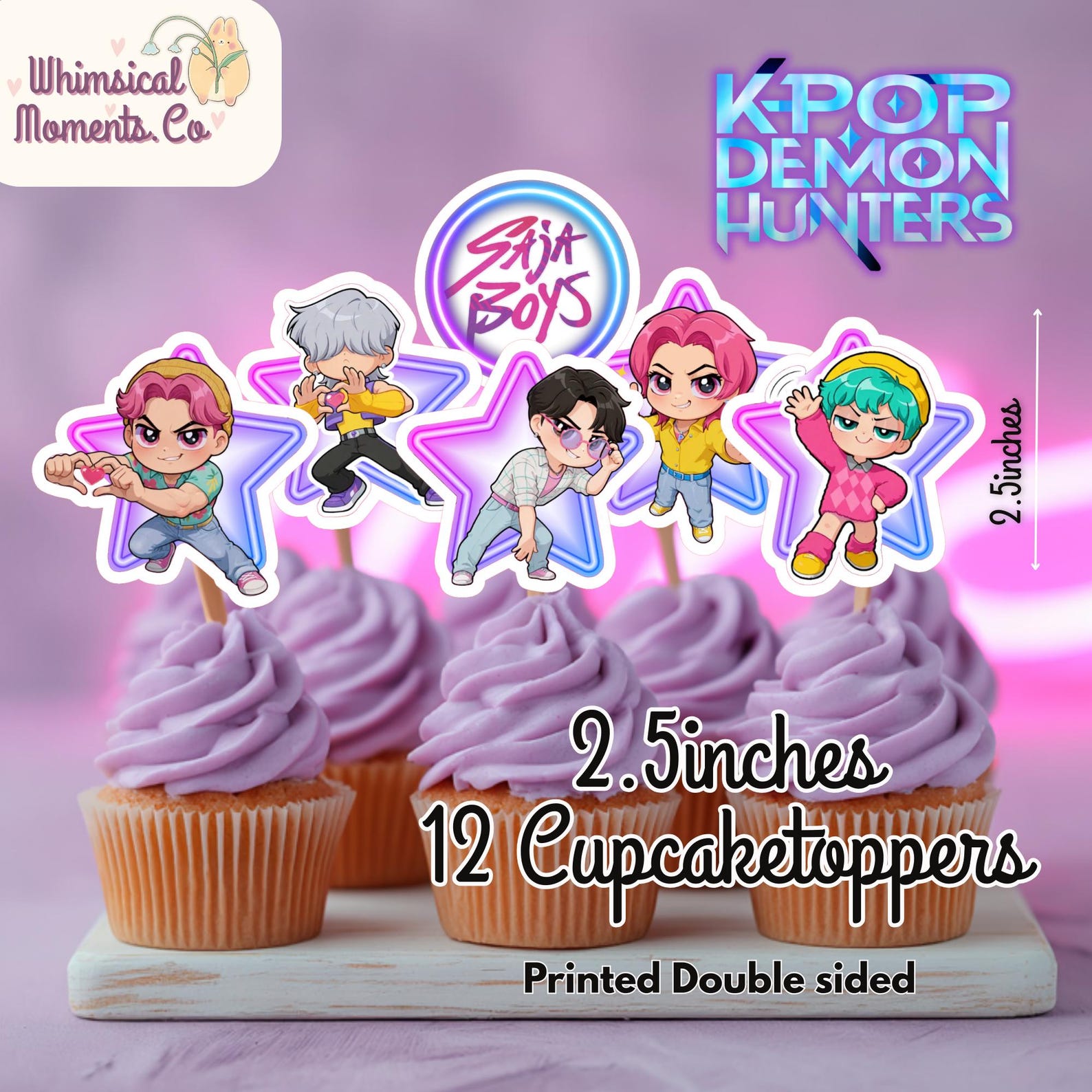 K-pop Demon Hunters Cupcake Toppers |saja Boys Cupcake Toppers | K-pop ...