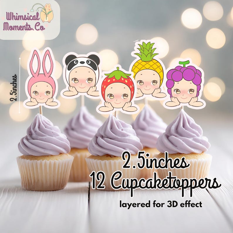 Cute Fruit Sony Angels Character Cupcake Toppers — 12pcs, 2.5" Layered ...
