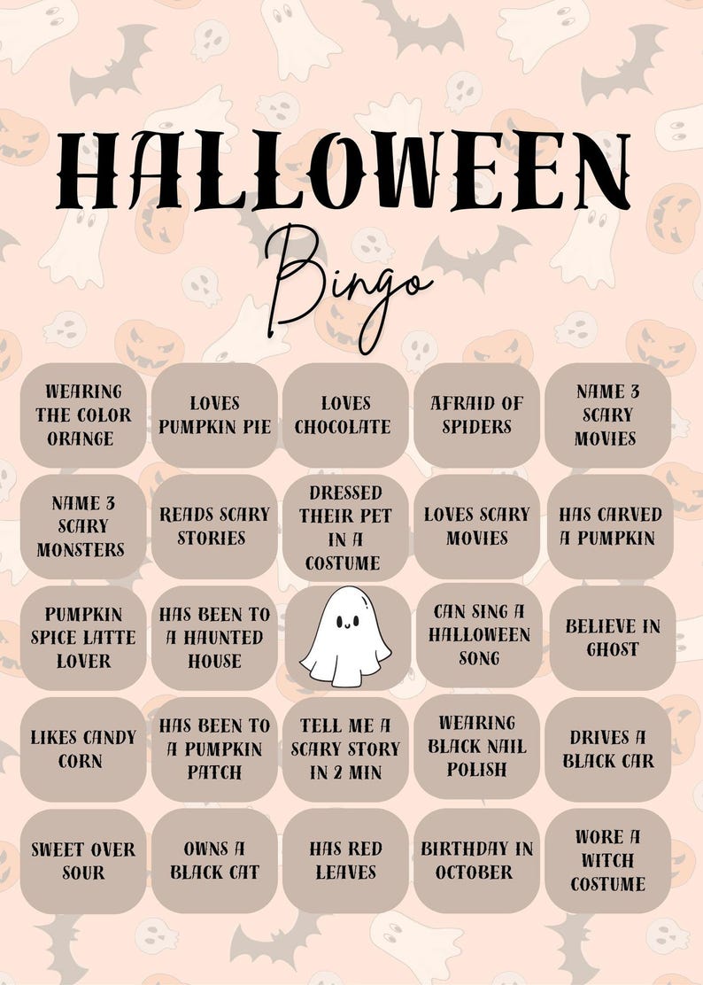 Halloween Bingo Game | Printable Halloween Party Game | Spooky ...