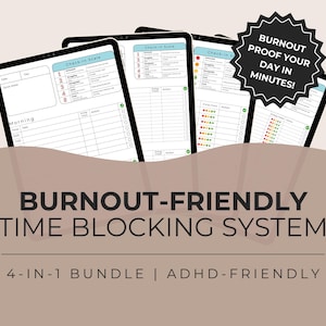 ADHD Digital Planner Printable | Burnout-friendly Time Blocking ...