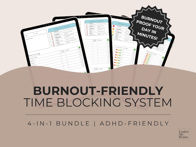 ADHD Digital Planner Printable | Burnout-friendly Time Blocking ...