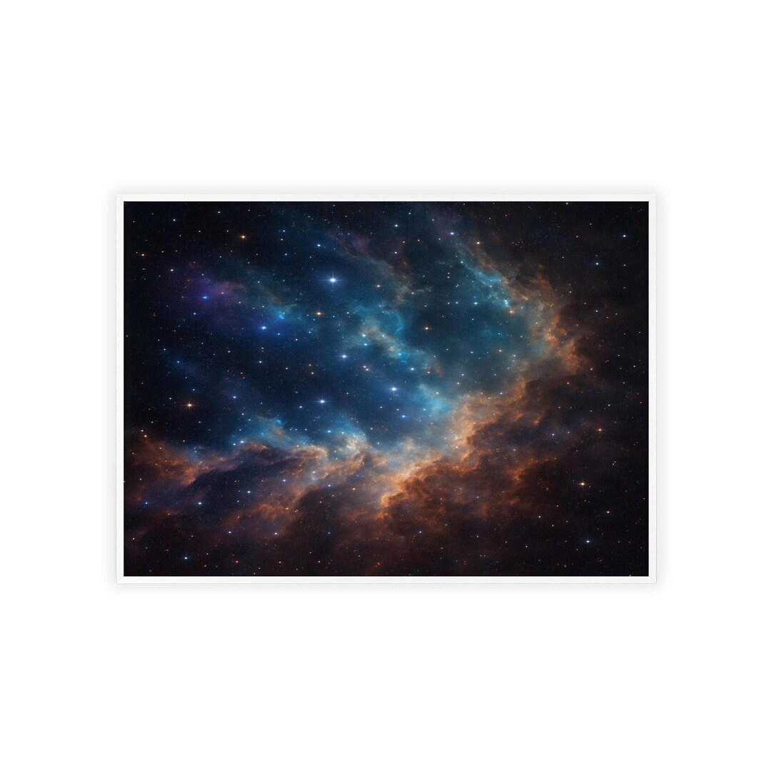 Celestial Art Print With Wooden Frame, Cosmic Wall Decor, Space-themed ...