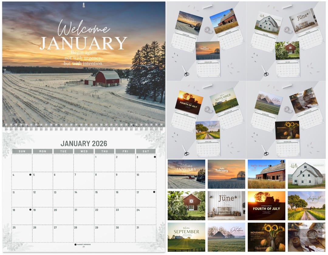 Blank Family Wall Calendar Slow Living Monthly Planner Cottagecore ...