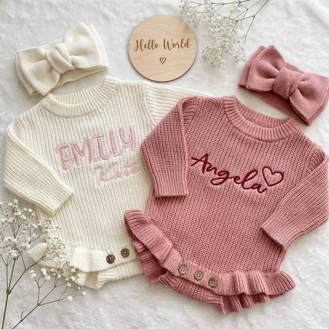Personalized Embroidered Baby Romper, Ruffle Newborn Romper, Baby Name ...