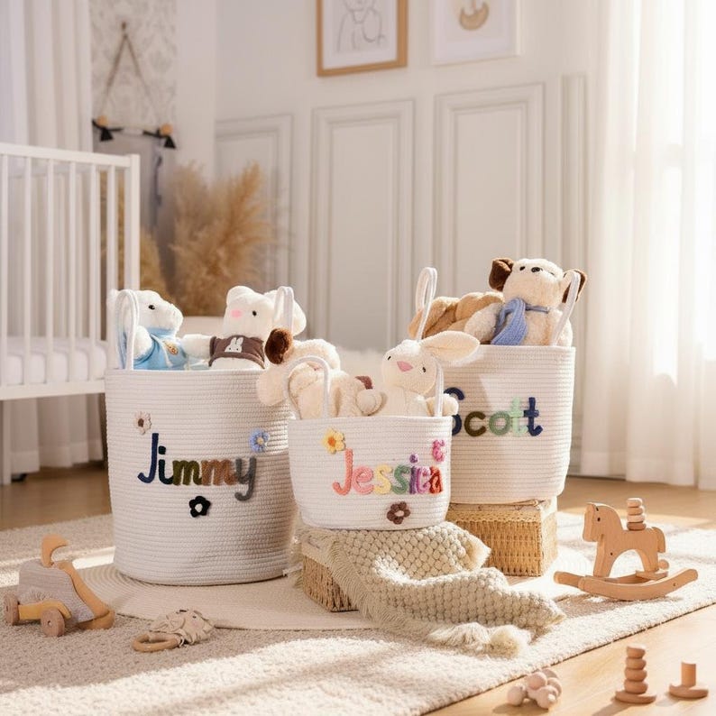 Custom Baby Basket, Christmas Gift, Personalized Baby Basket for Toy ...