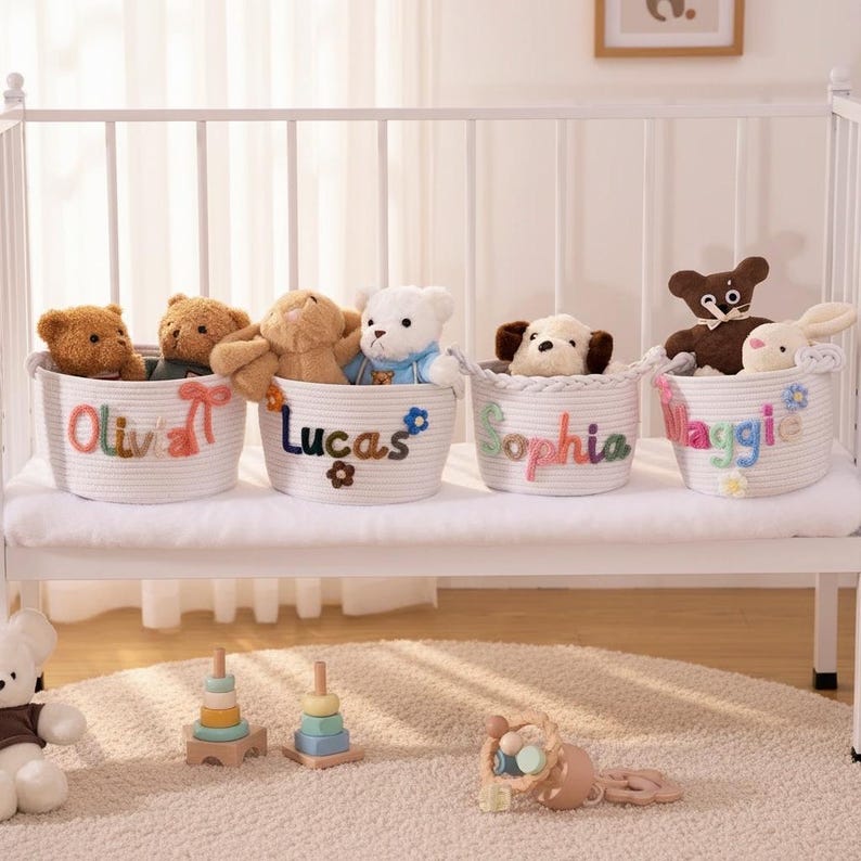 Personalized Baby Basket, Baby Shower Basket, Monogrammed Woven Basket ...