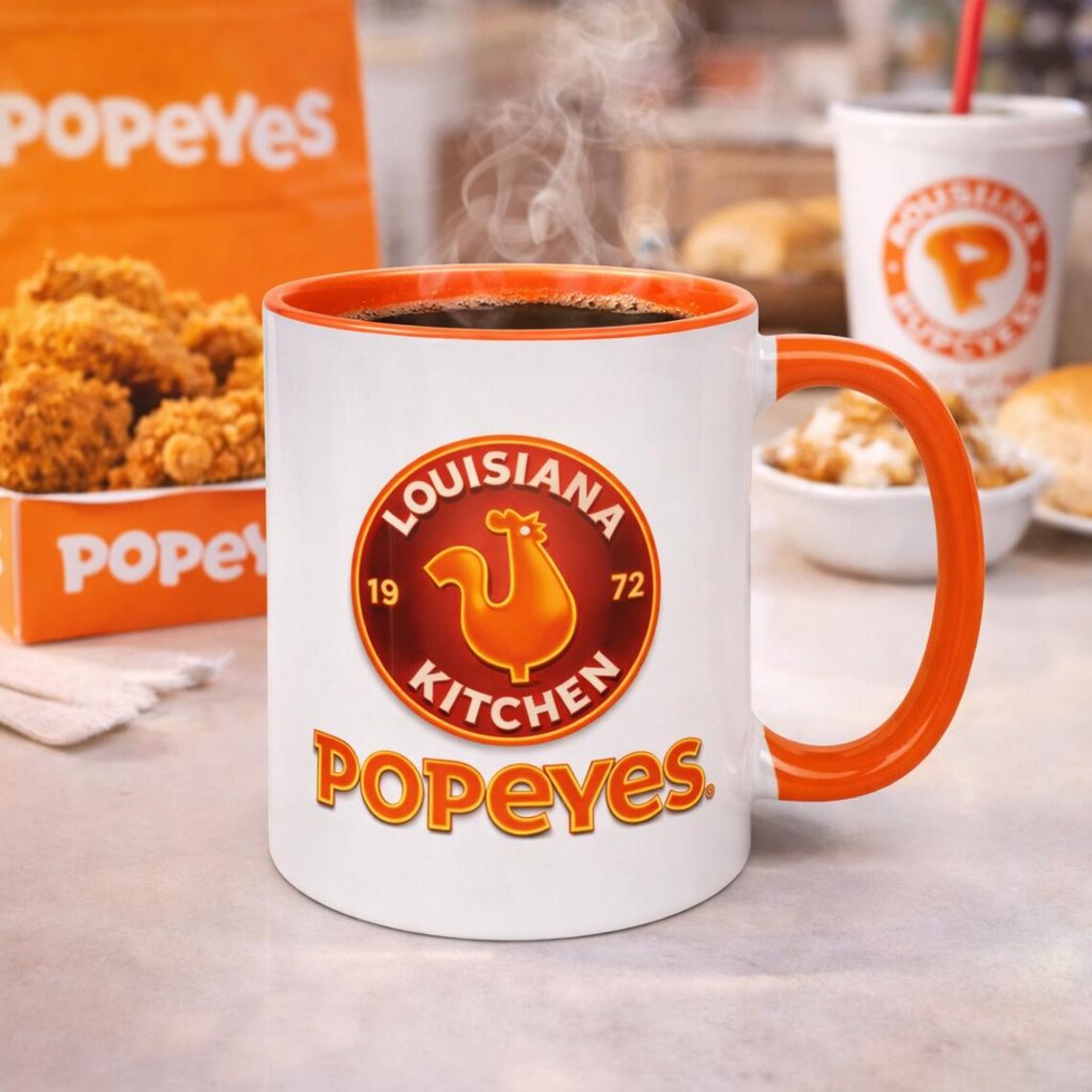 Popeyes Coffee Mug | Louisiana Kitchen Logo Cup - Etsy