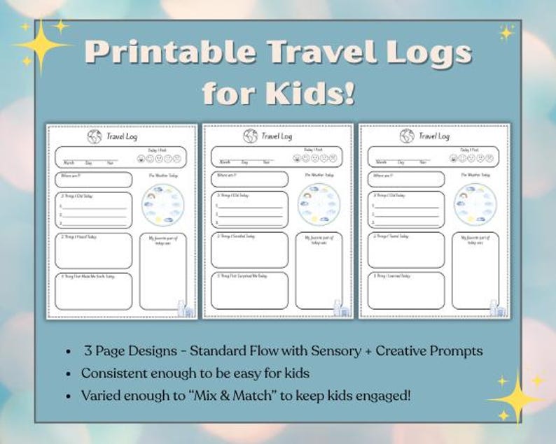 Kids Travel Journal Pages | Printable Vacation Log for Children ...