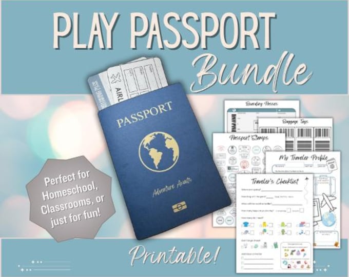 Printable Kids Passport Bundle: Travel Activity Set (PDF Pattern) - Etsy