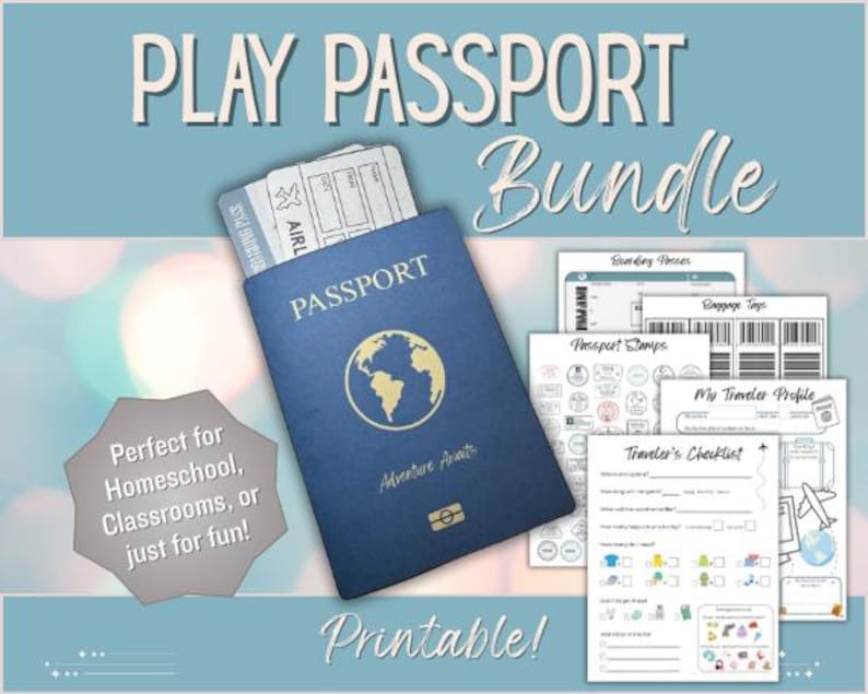 Printable Kids Passport Bundle: Travel Activity Set (PDF Pattern) - Etsy