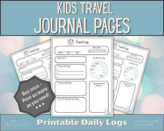 Kids Travel Journal Pages | Printable Vacation Log for Children ...