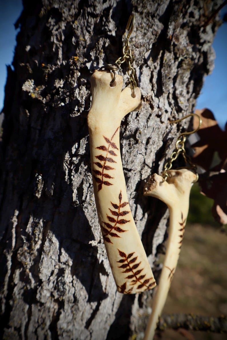 Fern Burned Ribcage Earrings - Etsy