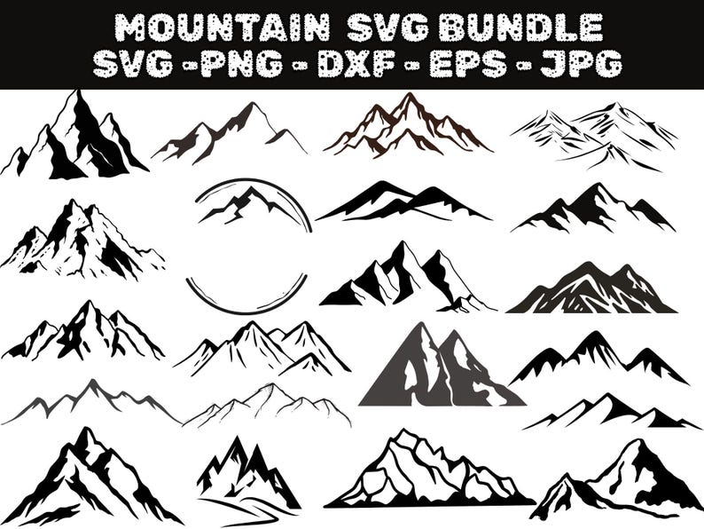 Mountain Landscape SVG Bundle: Hand Drawn Forest Trees (digital ...