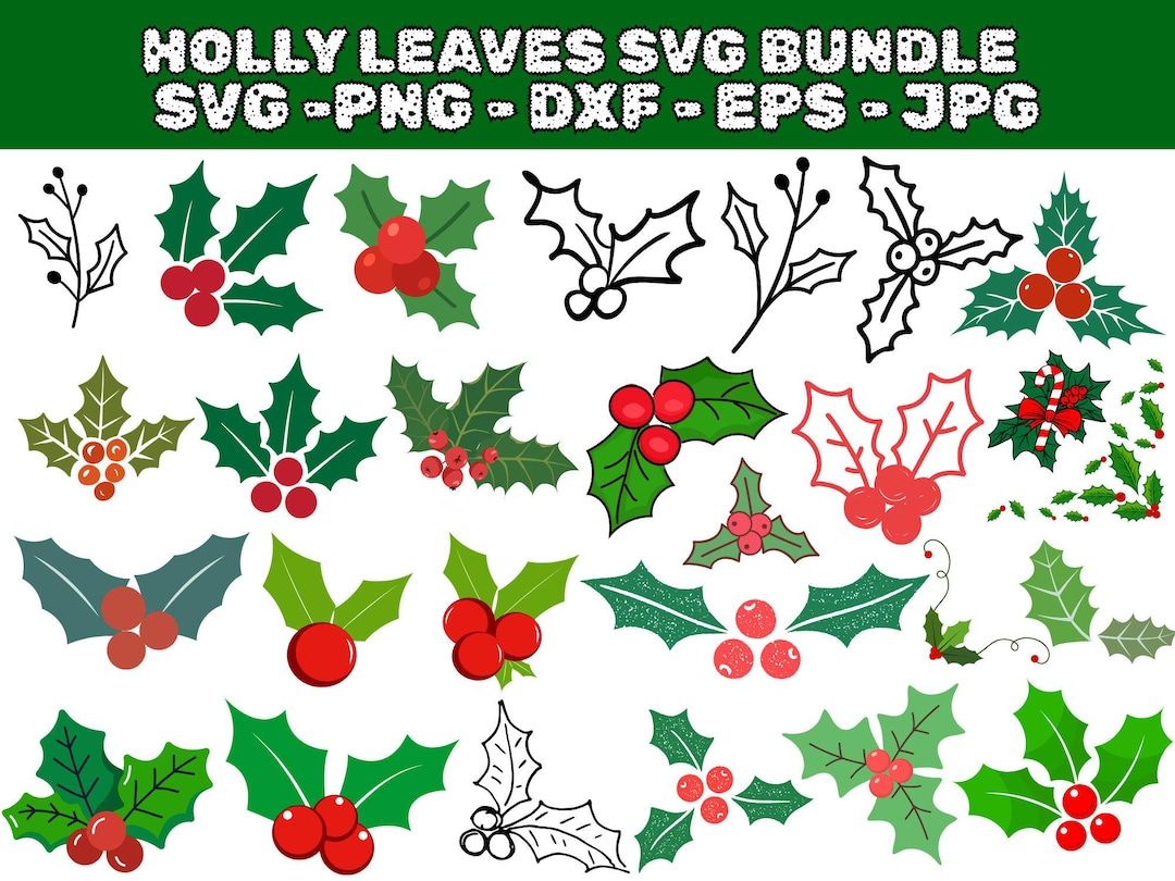 Christmas Holly Leaves SVG Bundle, Cut Files for Cricut - Etsy
