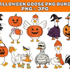 Spooky Goose Halloween PNG: Witch, Skeleton, Pumpkin (digital Download ...