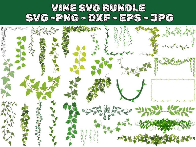 Vine Silhouette SVG: Leaf Vines Vector Graphics (PNG, DXF) - Etsy Australia
