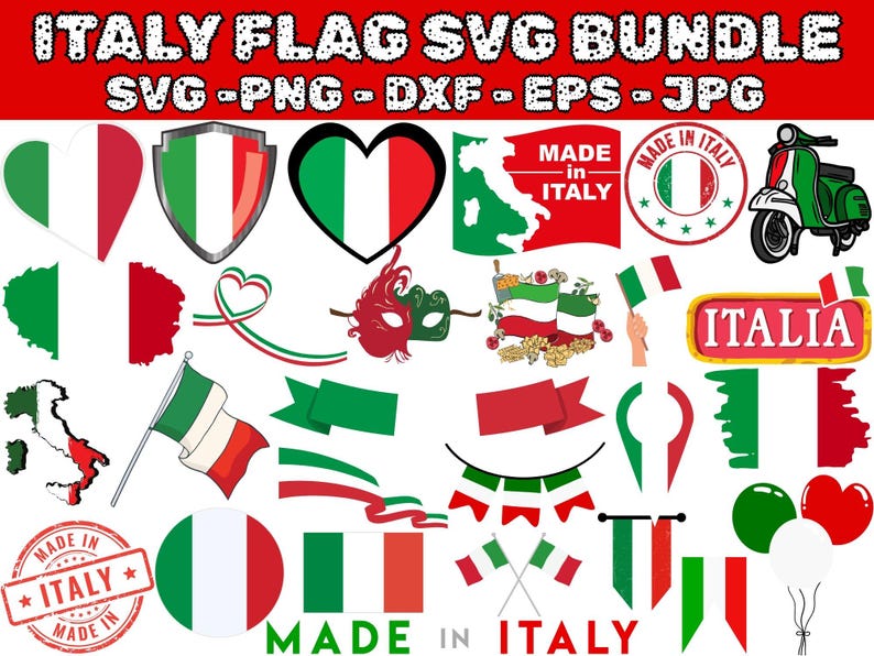 Italian Flag SVG PNG Bundle | Layered Cut Files (digital Download) - Etsy
