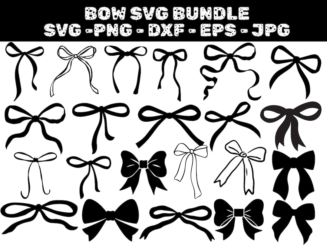 Black Bow SVG Bundle: Ribbon, Coquette, Bow Tie (digital Download) - Etsy