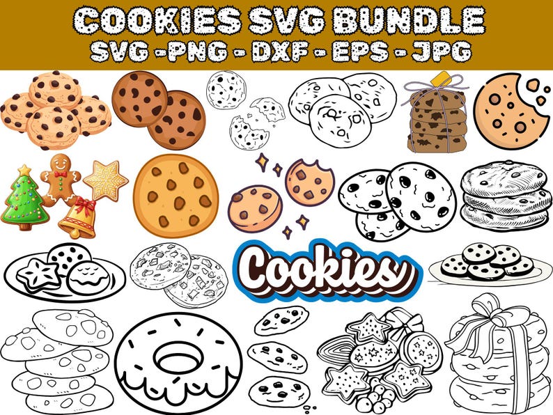 Chocolate Chip Cookies SVG Bundle: Bakery Vector Cut Files (digital ...