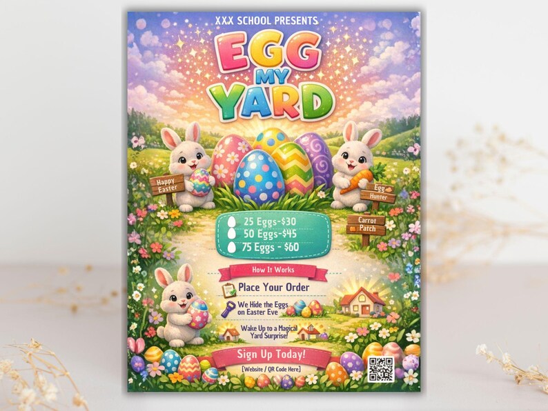 Egg My Yard Flyer: Easter Fundraiser Template (canva, Digital Download ...