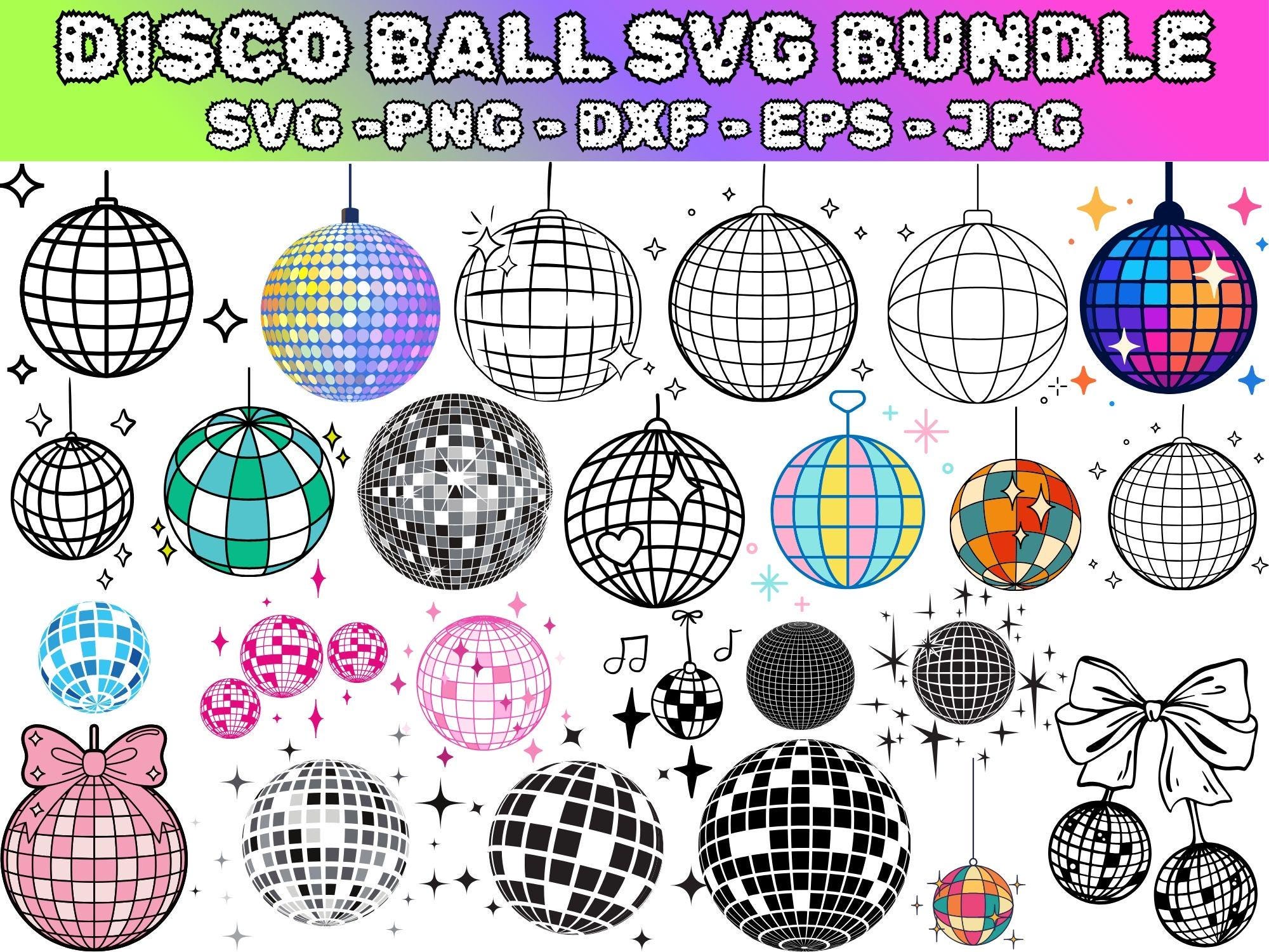 Retro Disco Ball SVG Bundle: Groovy Clipart (digital Files) - Etsy