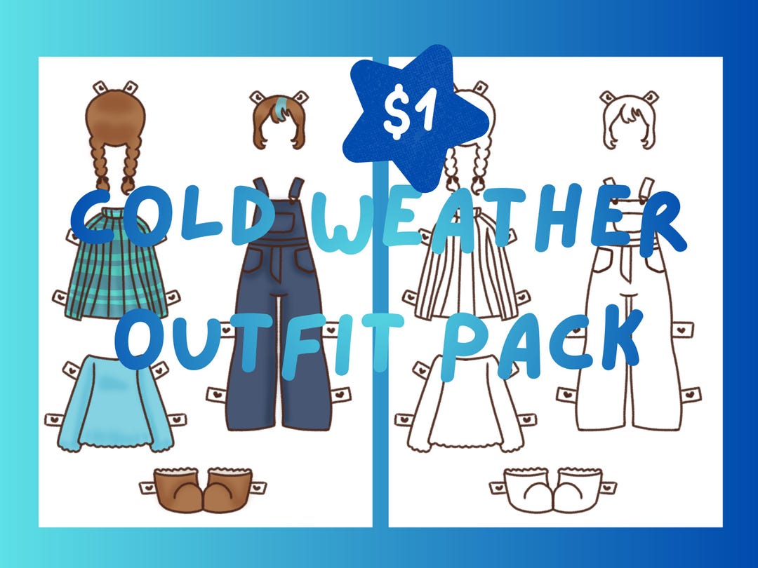 Cold Weather Paper Doll Outfit Pack Hand Drawn Printable - Etsy