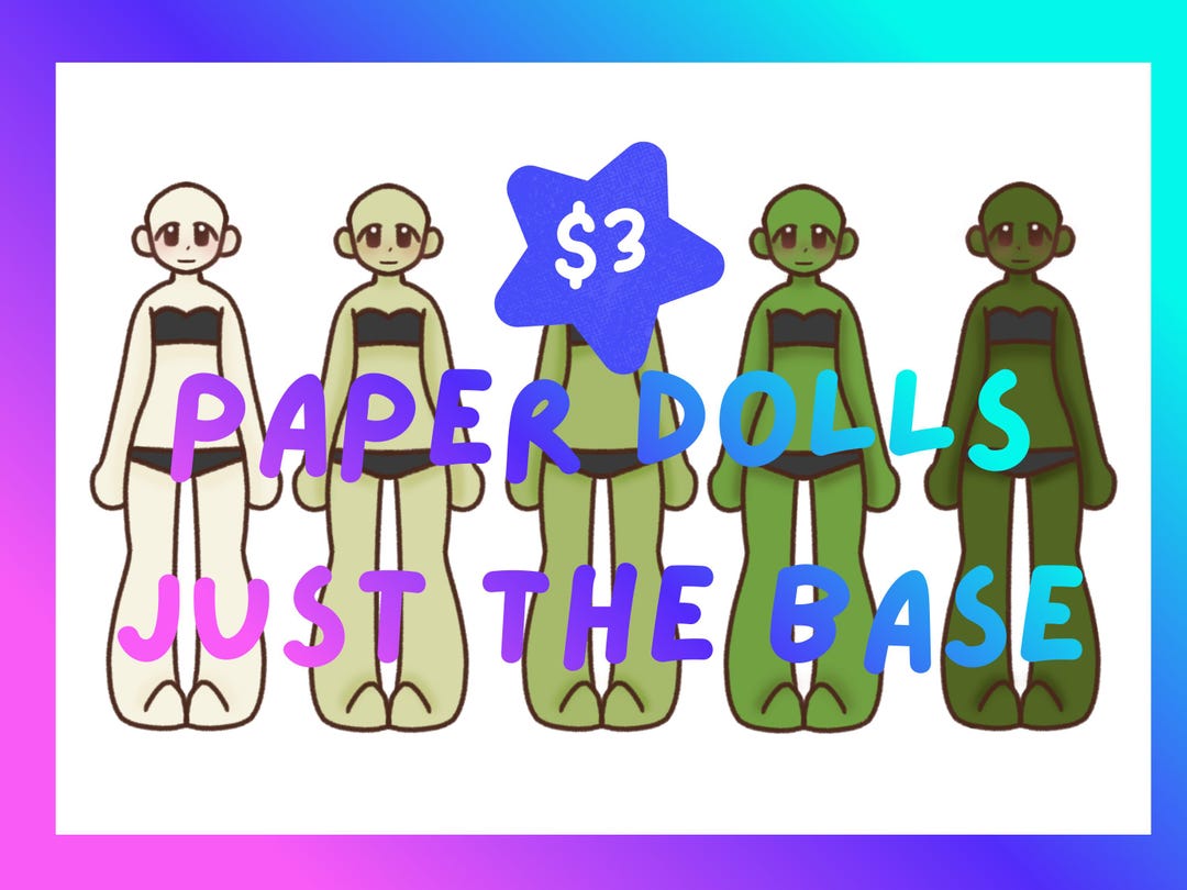 Anime Girl Paper Doll Base: Green, Hand-drawn (digital Download) - Etsy