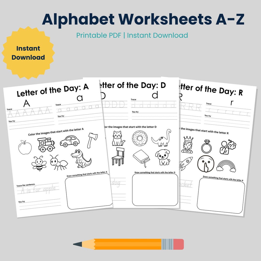 Alphabet Worksheet Bundle | Printable ABC Practice Pages | Preschool ...
